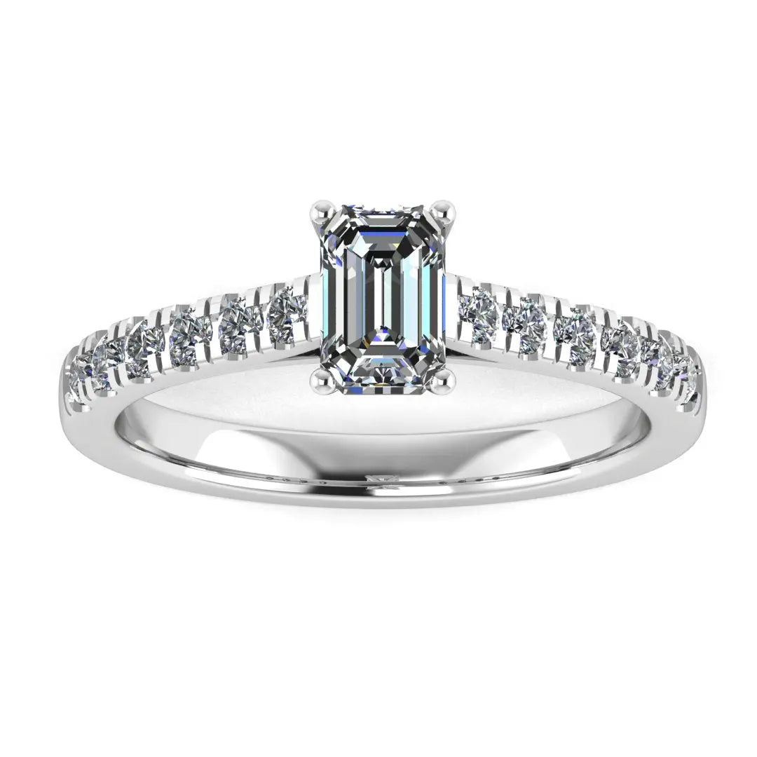 "Delia" 1 Carat Emerald Cut Diamond Grain Set Diamond Band Engagement ...