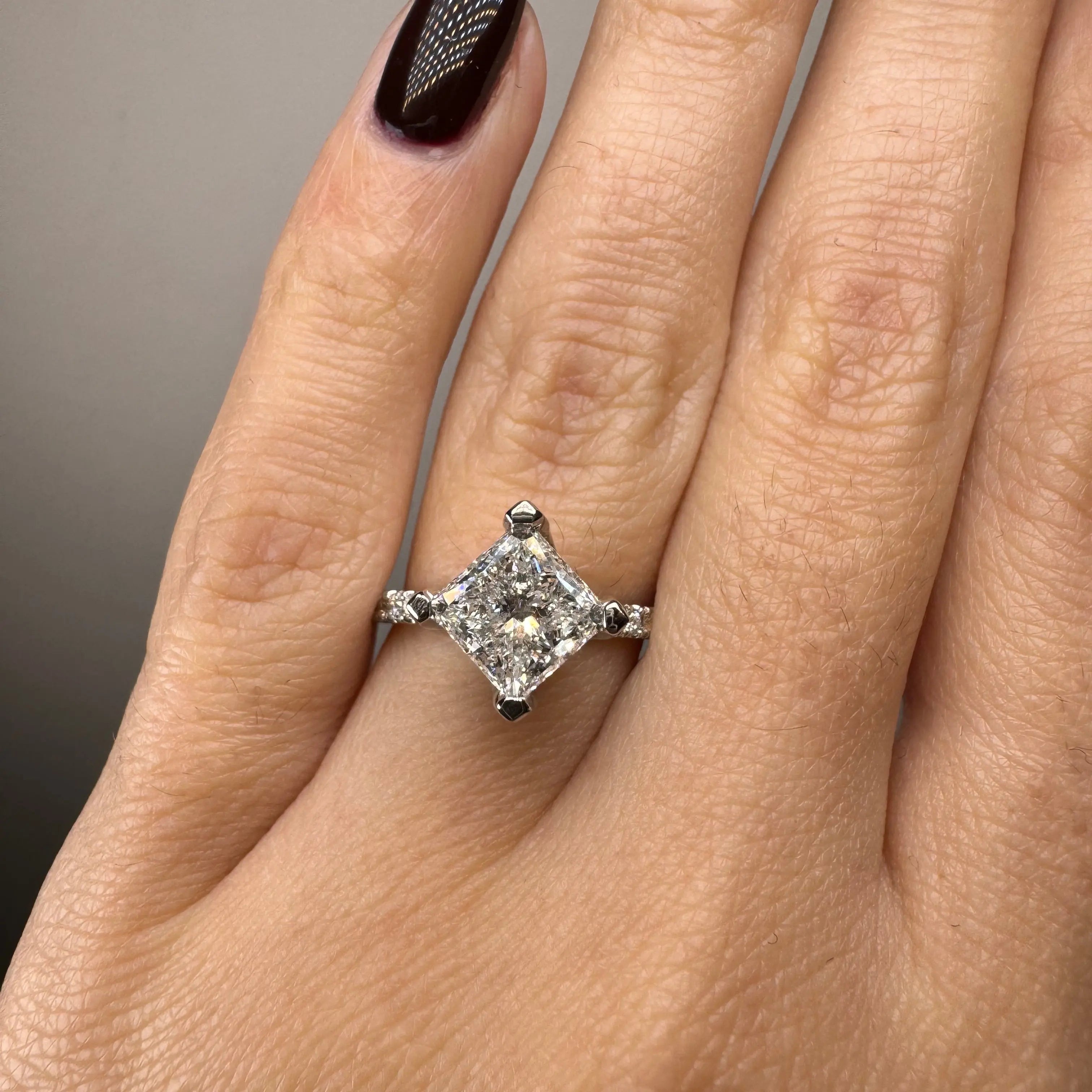 Evan Princess Cut 2 Carat Diamond Shoulder Engagement Ring - HEERA ...