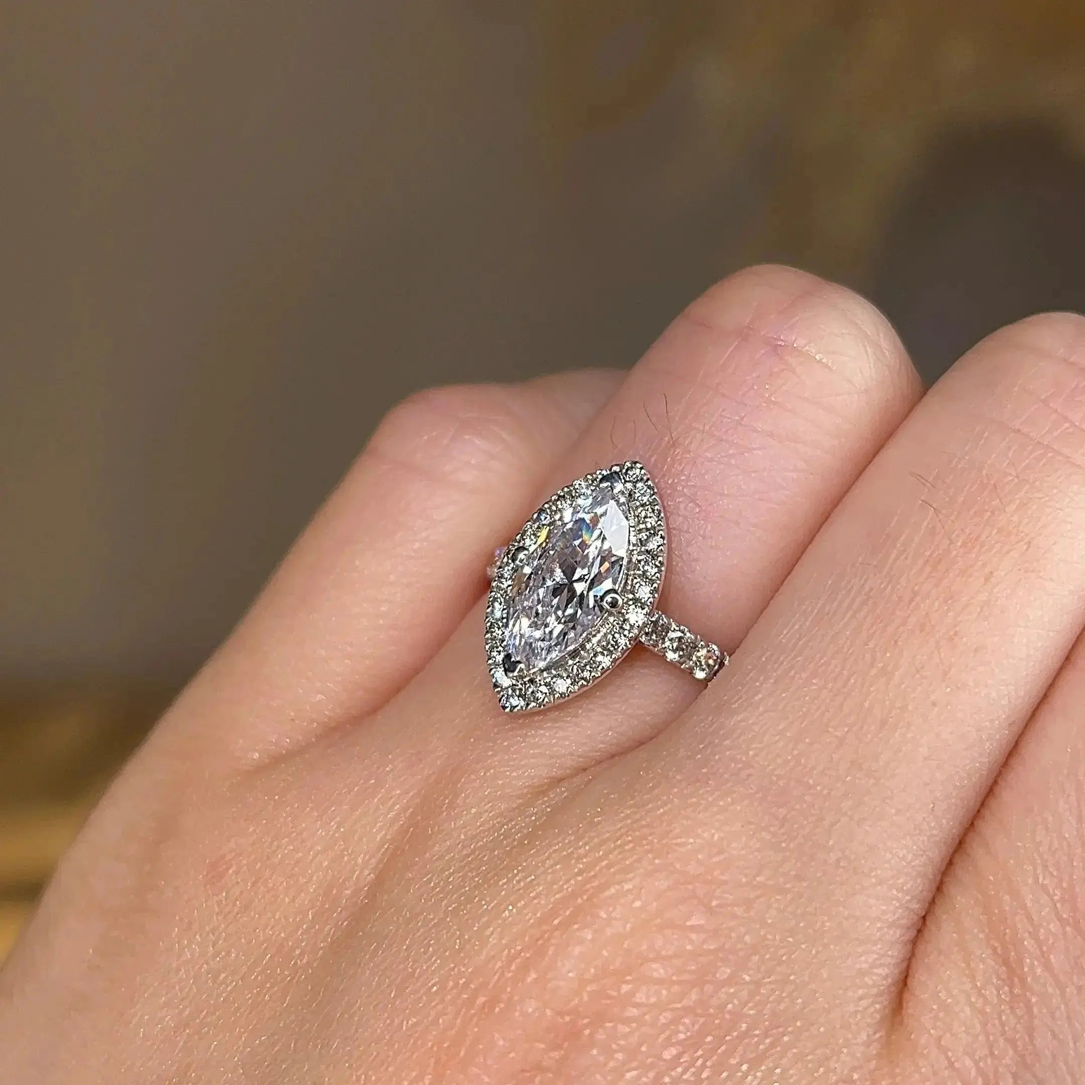 "Lilah" Halo Marquise Cut Diamond Shoulder Engagement Ring HAMC03 ...