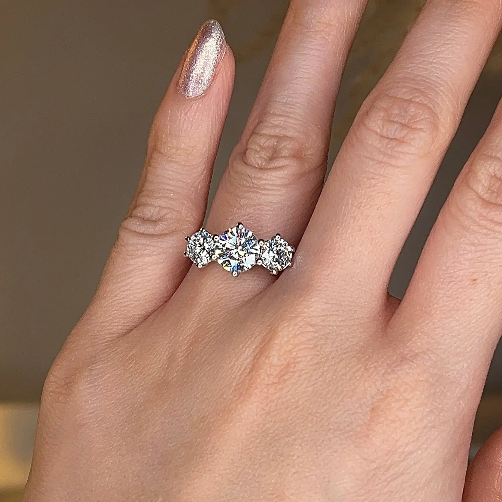"Piper" Three Stone Round Brilliant Cut Diamond 1 Carat Trilogy Engage ...