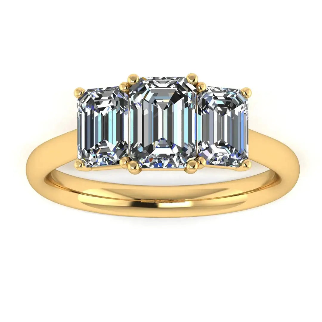 "Pippa" 1 Carat Three Stone Emerald Cut Diamond Trilogy Engagement Rin ...