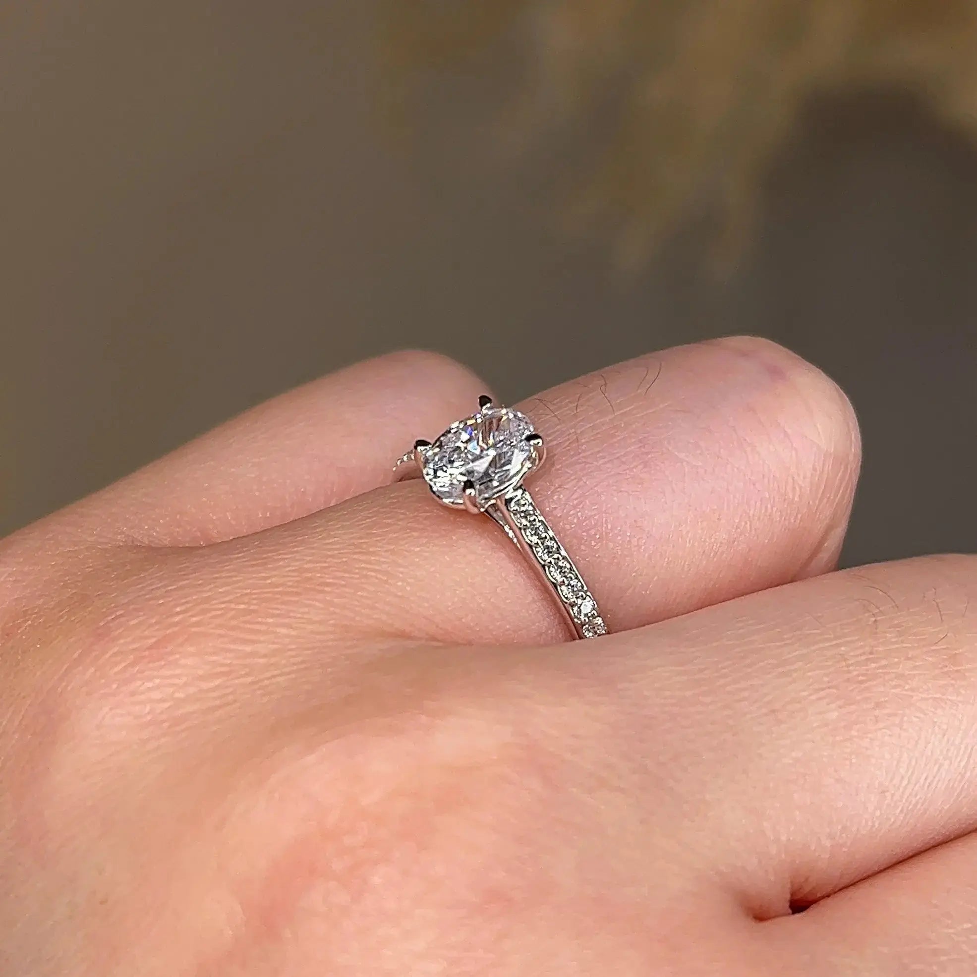 Engagement Ring "Vivien" Oval Cut Diamond Channel Set Diamond – HEERA ...