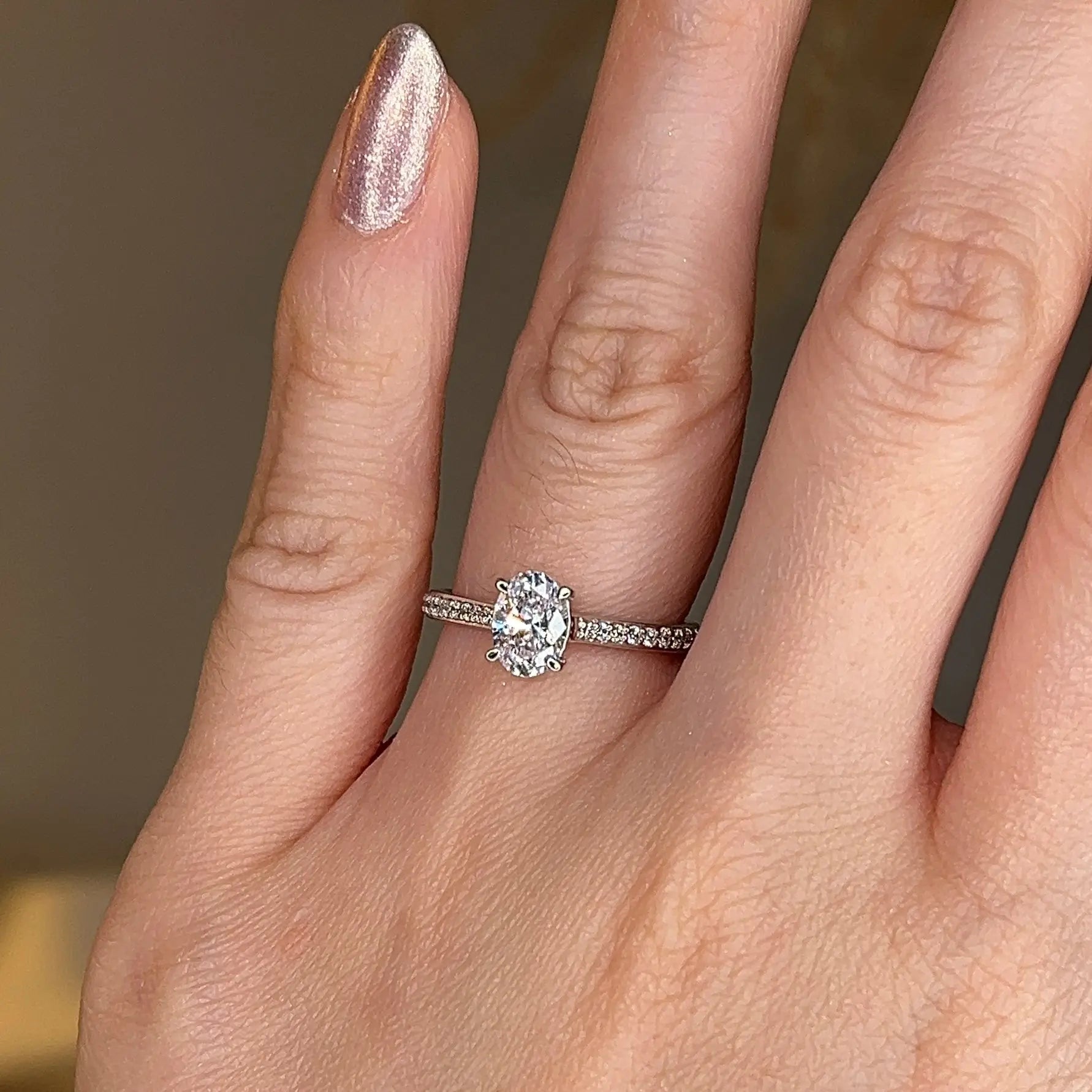 Engagement Ring "Vivien" Oval Cut Diamond Channel Set Diamond – HEERA ...